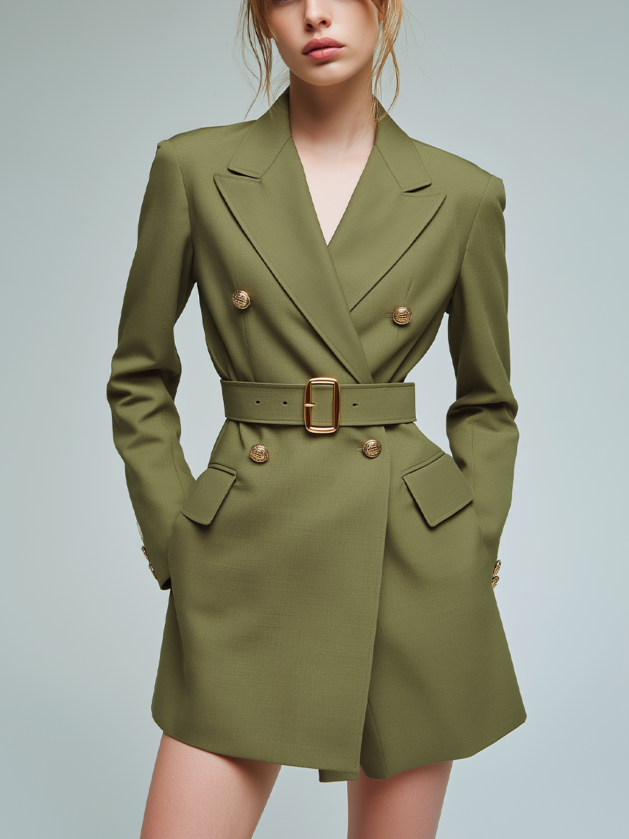 The Commandant Belted Blazer Dress,Two-Way Style Comes With A Free Bel ...